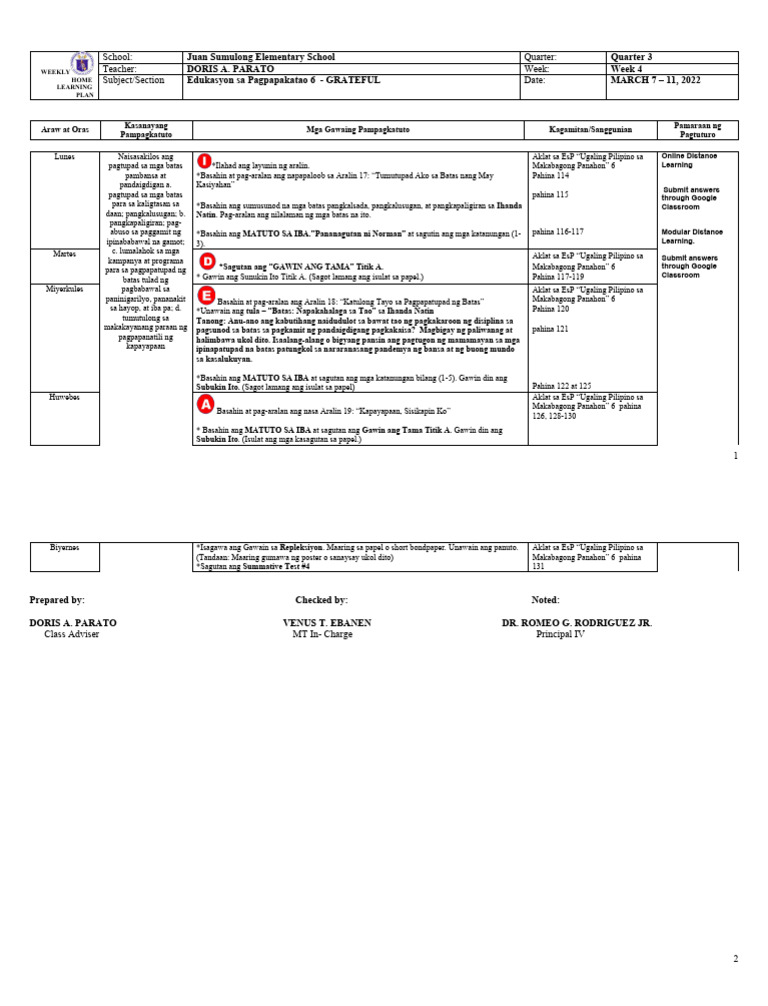 Parato Esp WHLP q3w4 | PDF