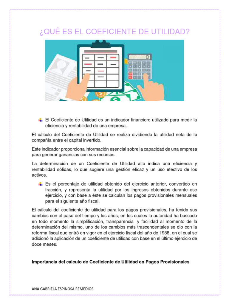 Cálculo y Importancia del Coeficiente de Utilidad | PDF | Impuesto ...