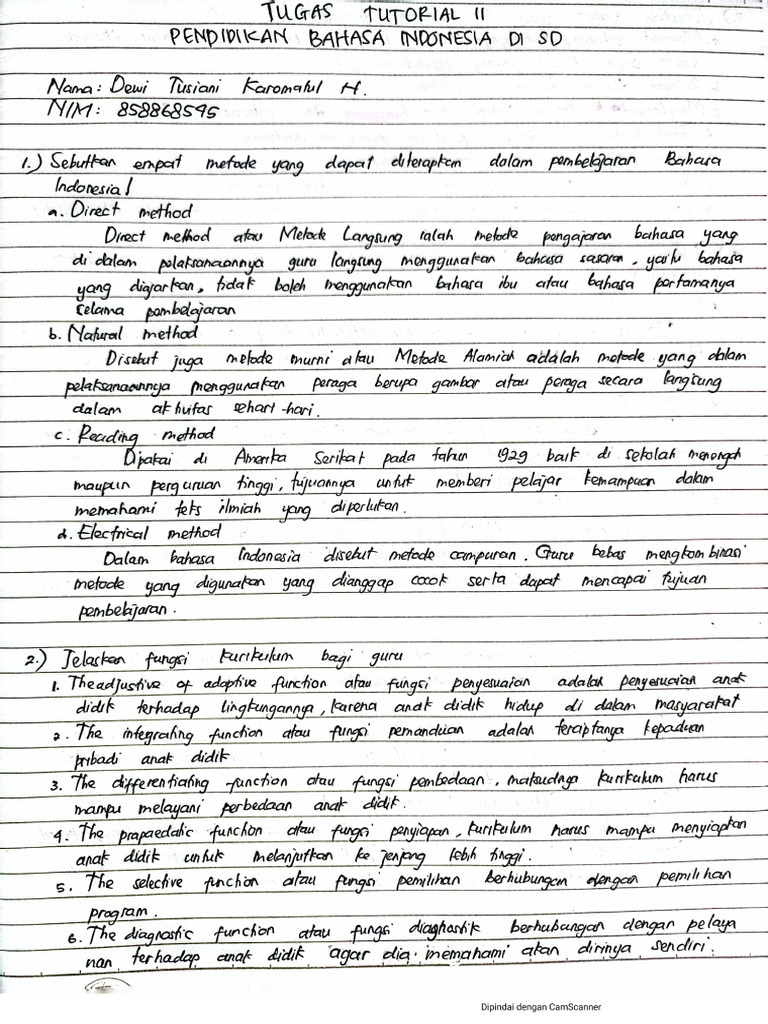 Dewi Tusiani KH 858868545 TT II Bahasa Indonesia | PDF