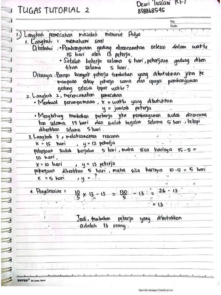 Dewi Tusiani KH 858868545 Tugas 2 MTK | PDF
