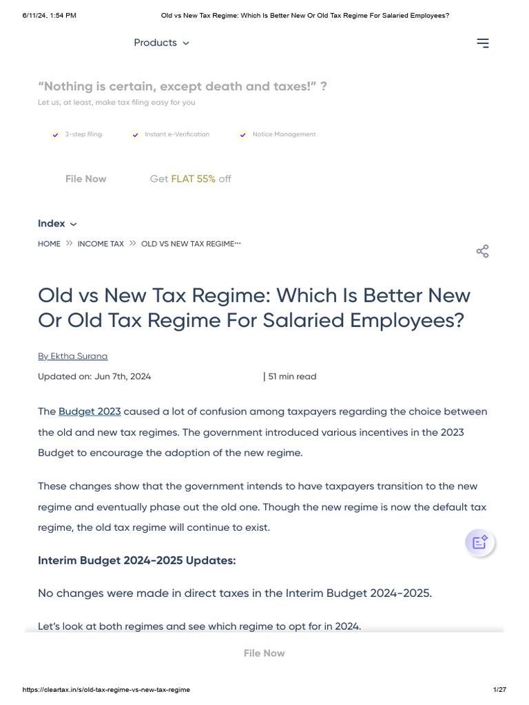 Old Vs New Tax Regime - Which Is Better New or Old Tax Regime For ...