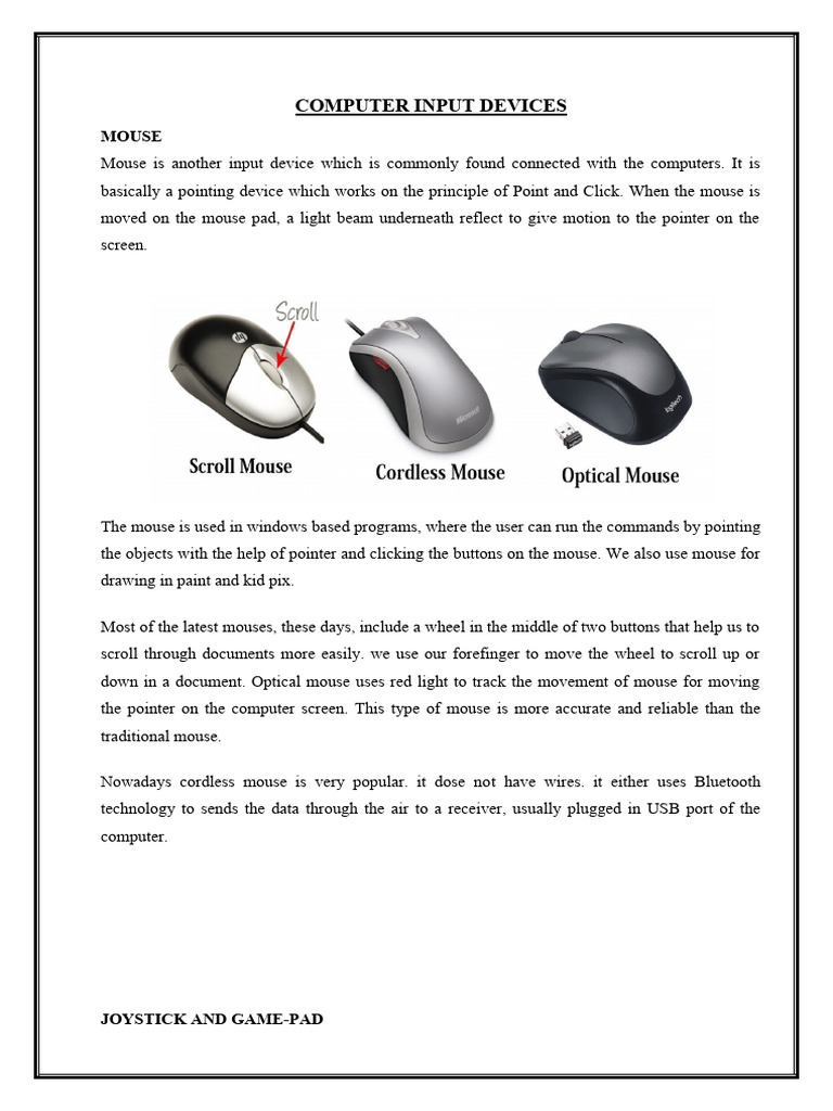 Computer Input Devices | Download Free PDF | Microphone | Image Scanner