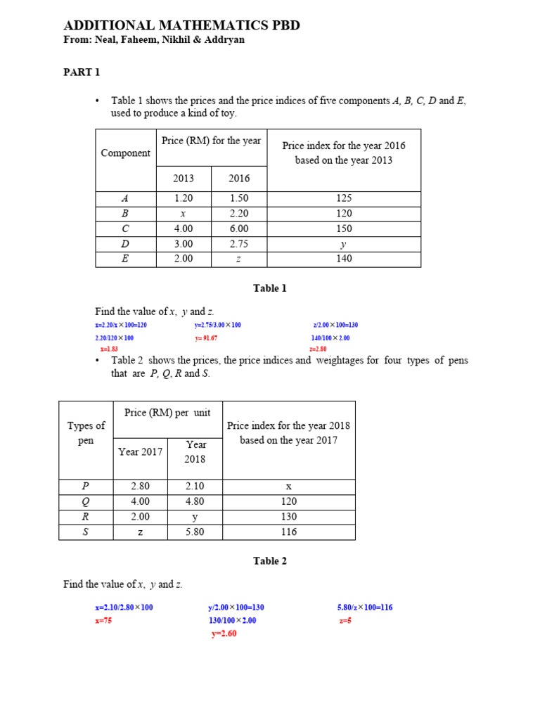 Project of Add Maths | PDF | Commodity | Index (Economics)