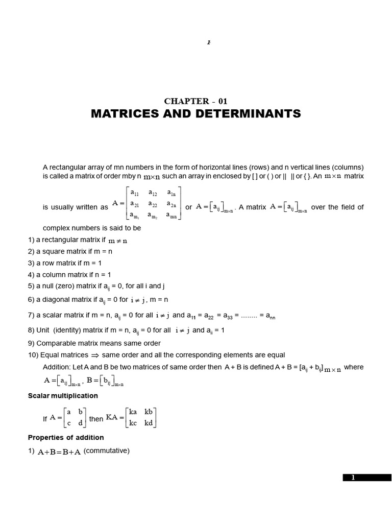 Matrices and Determinants Study Guide | PDF | Matrix (Mathematics ...