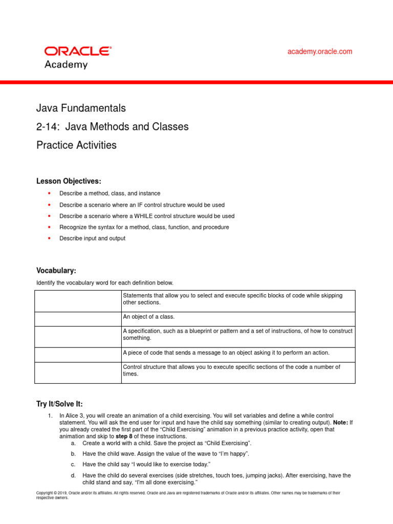 JF 2 14 Practice | PDF | Class (Computer Programming) | Control Flow