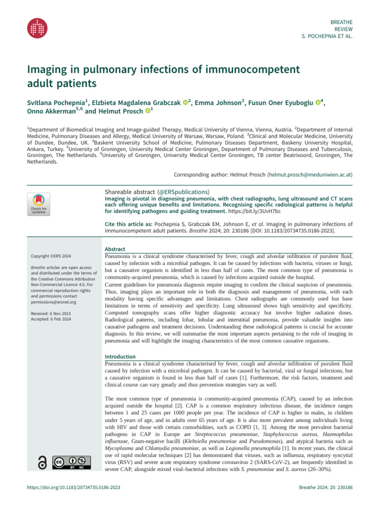 Imaging in Pulmonary Infections of Immunocompetent Adult Patients | PDF ...
