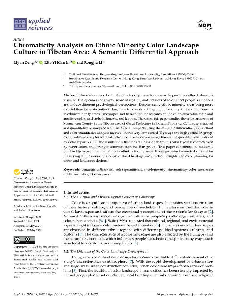 Chromaticity Analysis On Ethnic Minority Color Landscape Culture in ...