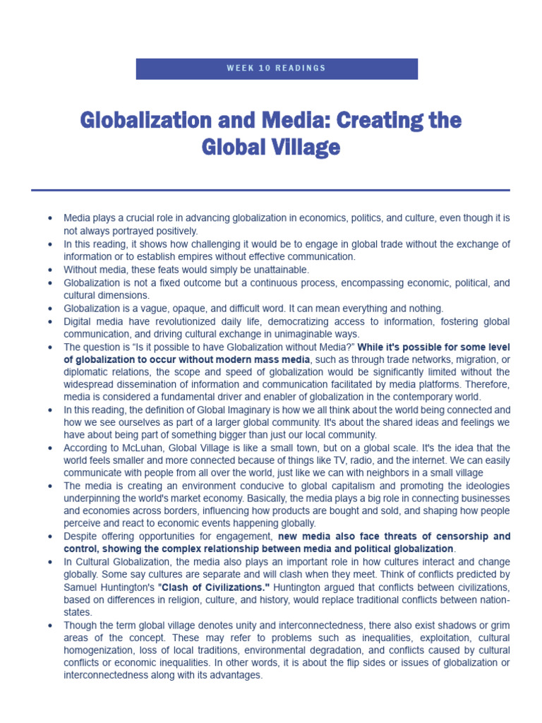 Revised Handout | PDF | Globalization | Media (Communication)