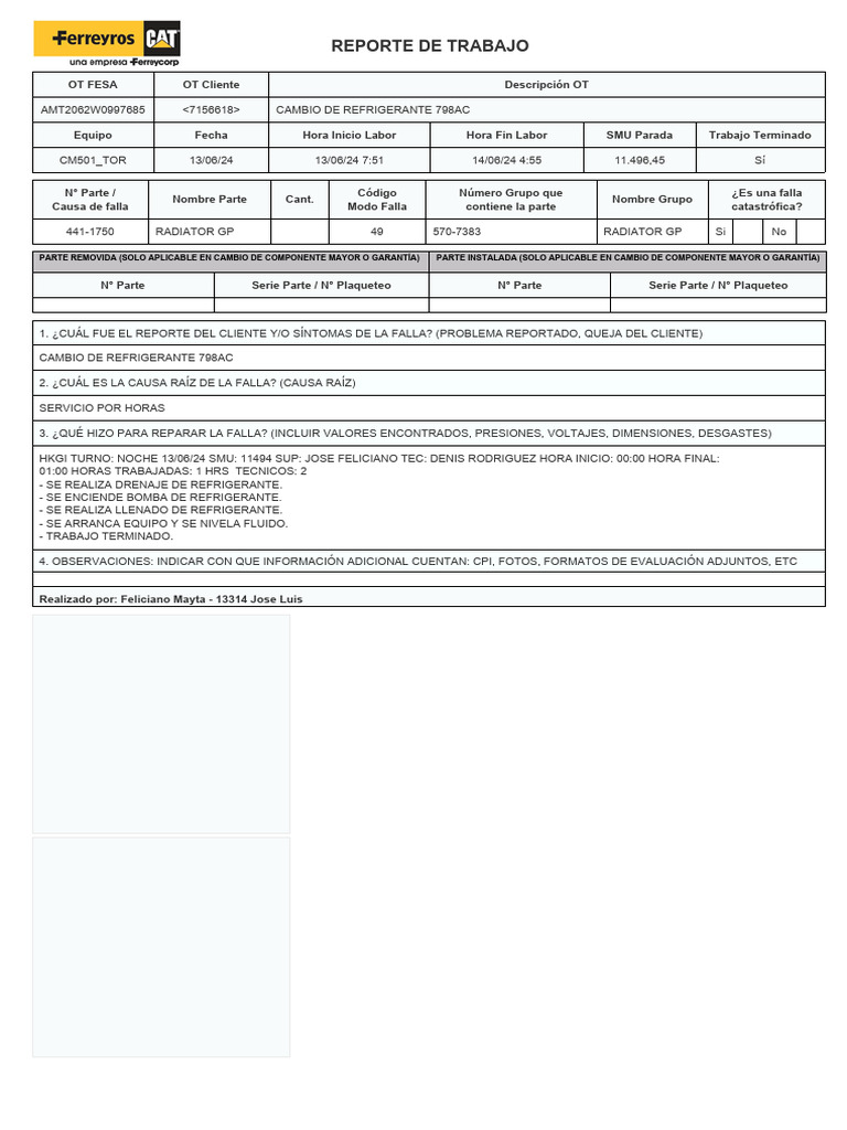 Informe de Cambio de Refrigerante 798AC | PDF