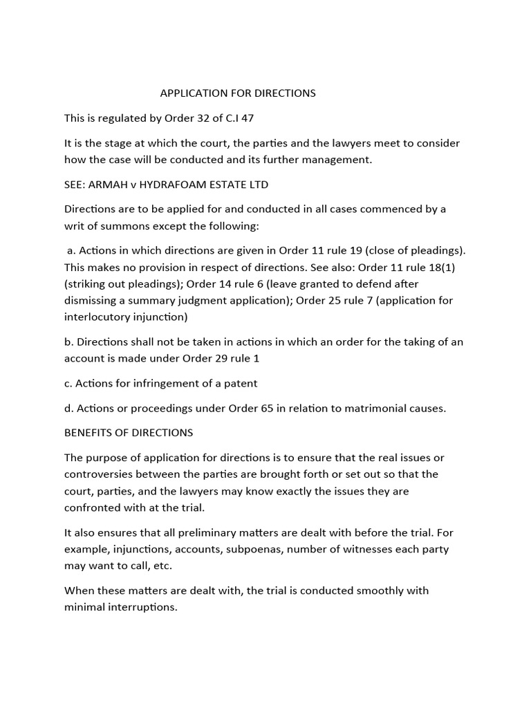 Application For Directions Exams | PDF | Witness | Alternative Dispute ...