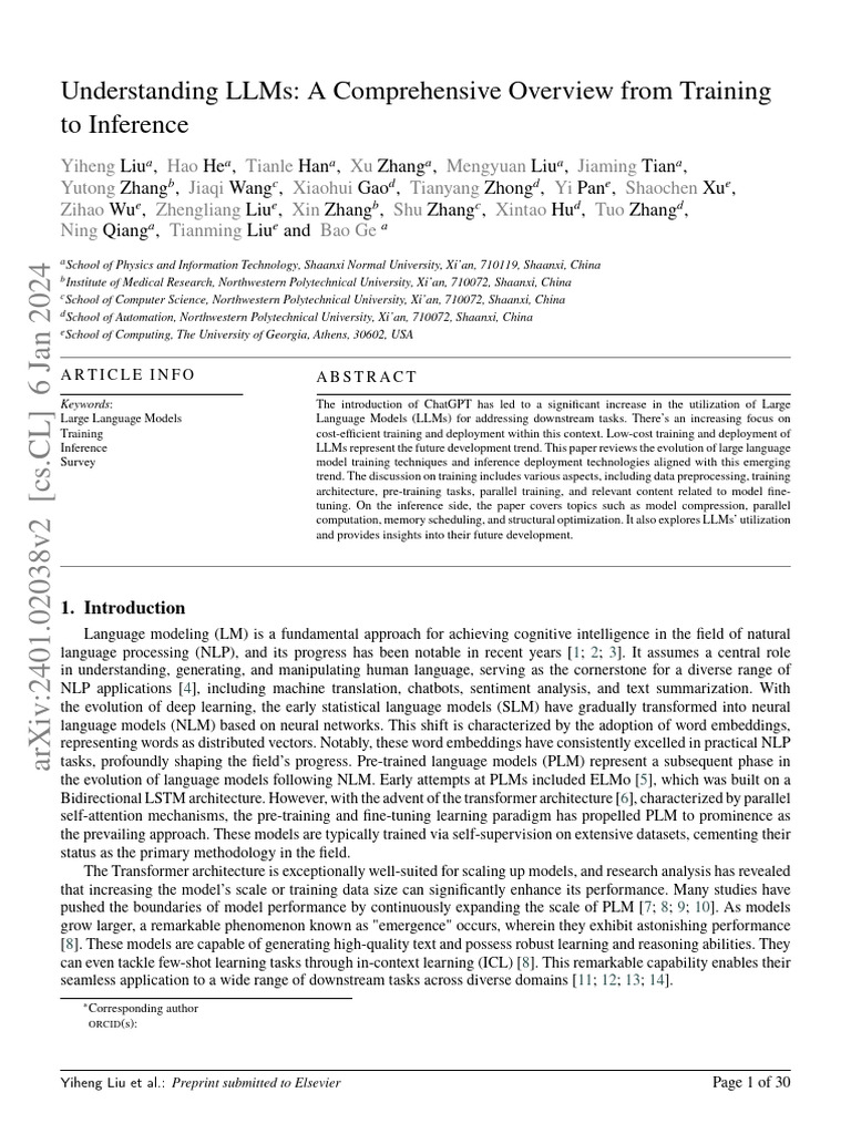 LLMs: Training to Inference Guide | PDF | Artificial Intelligence | Intelligence (AI) & Semantics