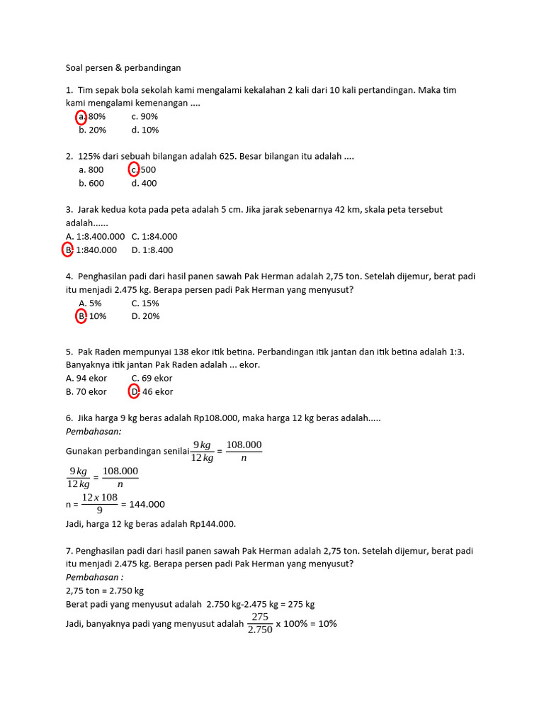 Soal Persen Perbandingan | PDF | Metode & Bahan Ajar