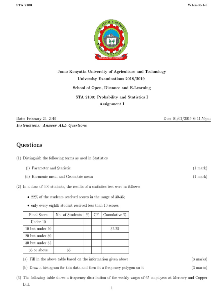 Probability and Statistics I | PDF | Statistical Theory