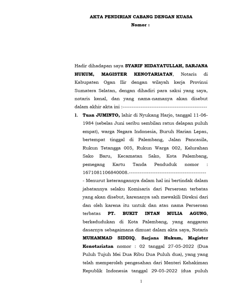 PENDIRIAN CABANG DGN KSO - KOSONG Salinan | PDF