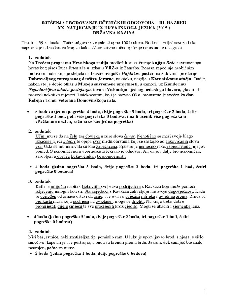 HJ - DRZ - 2015 - RJESENJA - 3.razred - Zadnje 1 | PDF