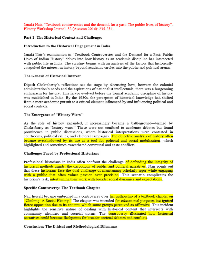 Janaki Nair Public Life Notes | PDF | Narrative | Identity (Social Science)