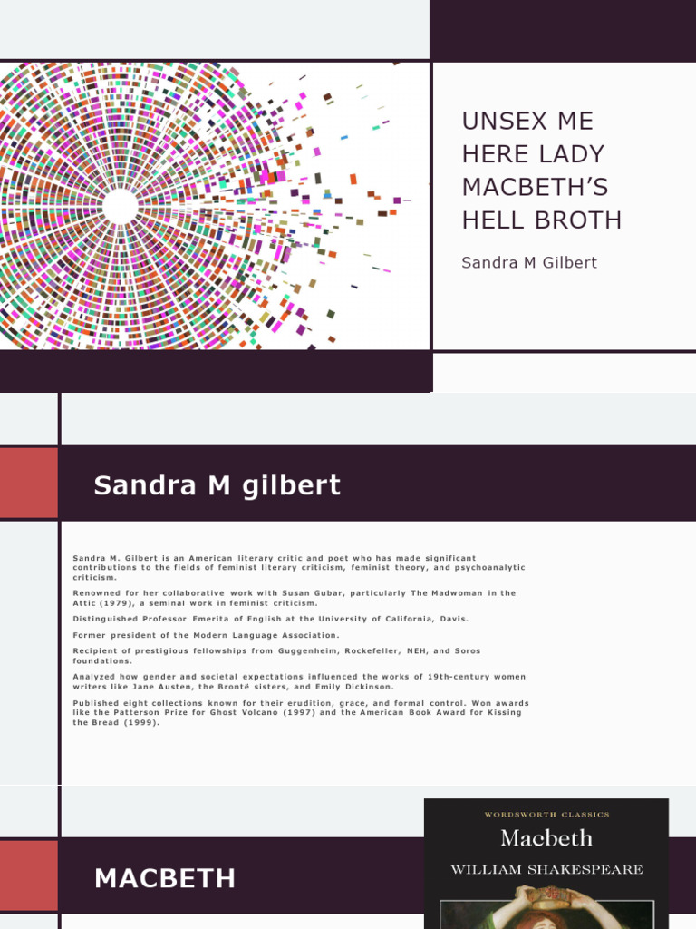 Unsex Me Here Lady Macbeth'S Hell Broth: Sandra M Gilbert | PDF ...