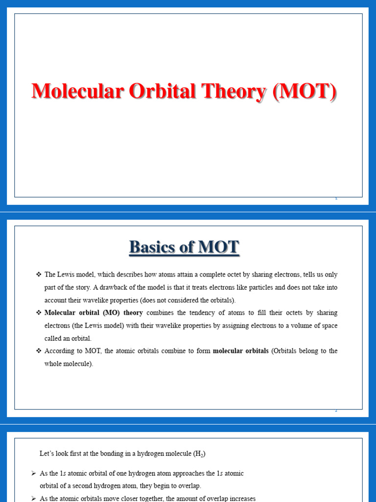Basics of Molecular Orbital Theory | PDF | Molecular Orbital | Chemical Bond