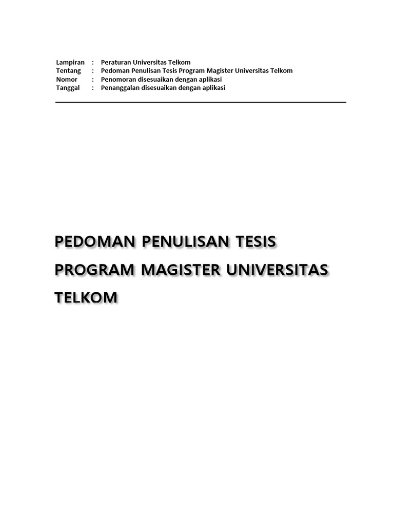 Pedoman Penulisan Tesis Program Magister Universitas Telkom | PDF | Seni