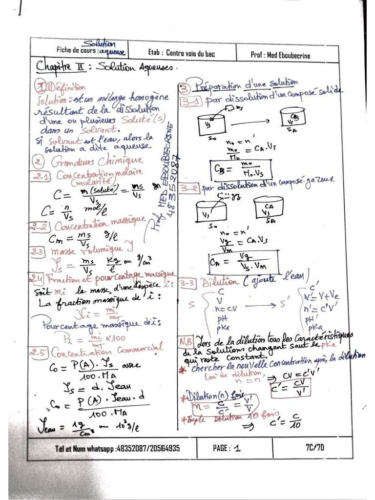 Solution Aqueuse Résumé-1 | PDF