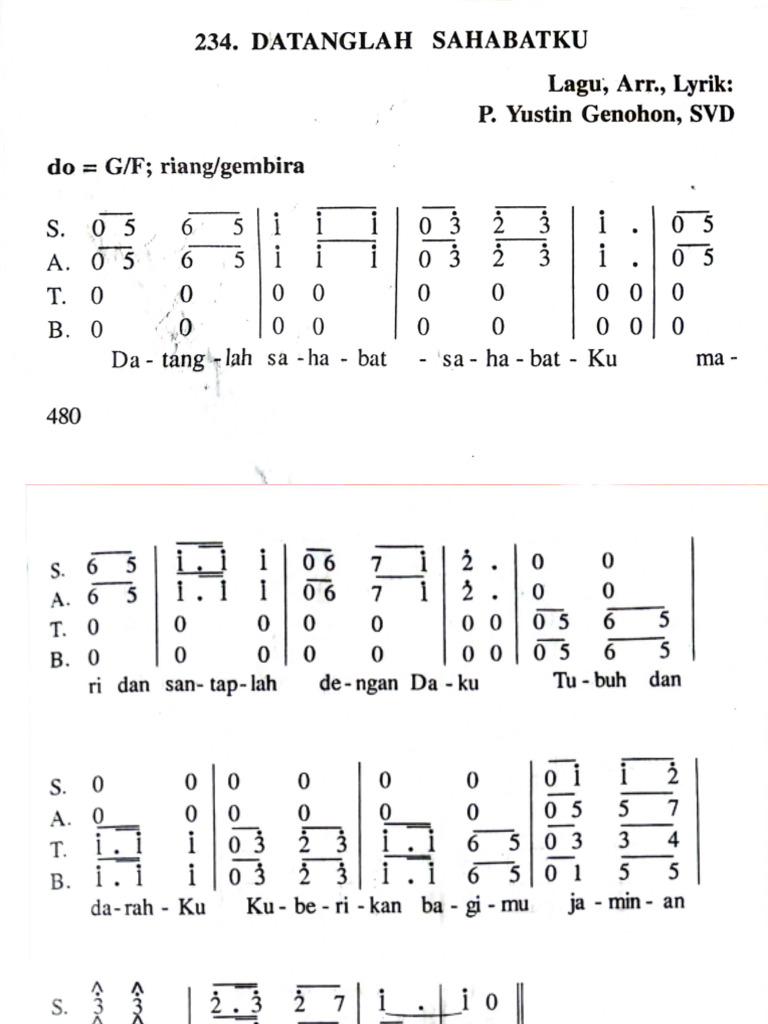 Partitur Datanglah | PDF