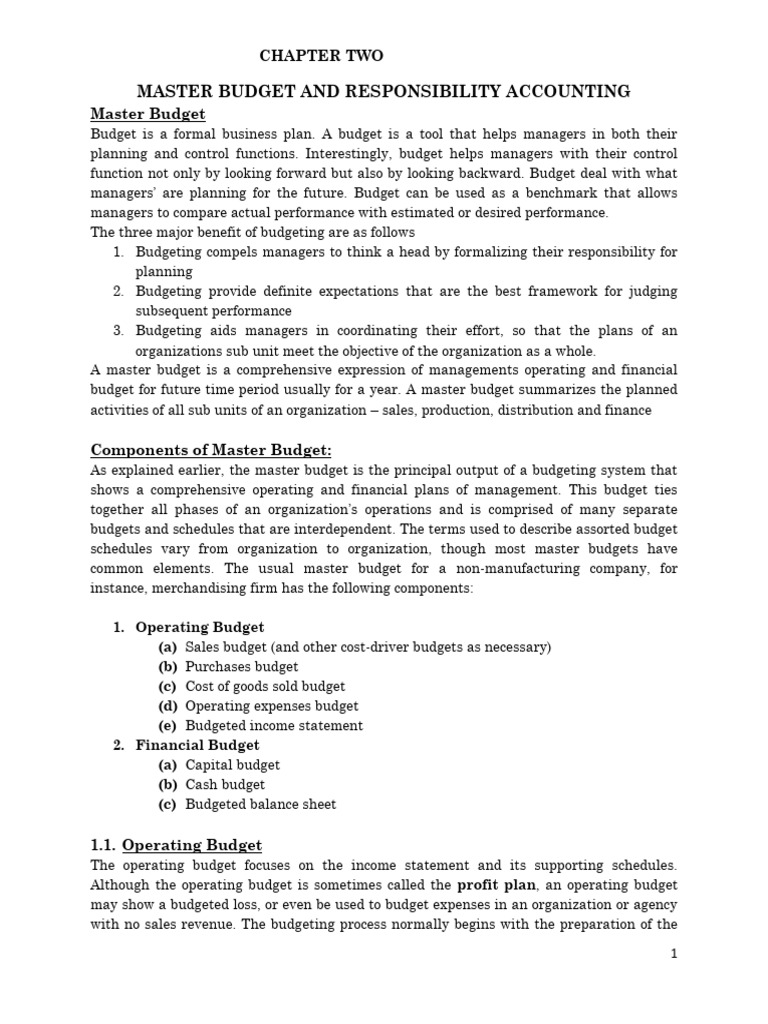 Cha 3 Master Budget Hand Out | Download Free PDF | Balance Sheet | Expense