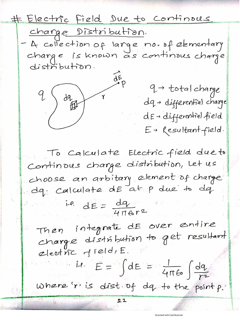 Electrostatics 3(ELectric Field of Continous charge distribution) (1) | PDF