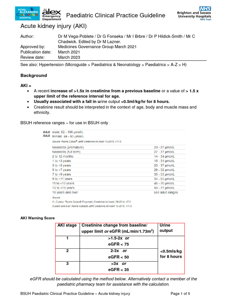 Paediatric-Guidelines-acute-kidney-injury-2020 | PDF | Kidney | Medical ...