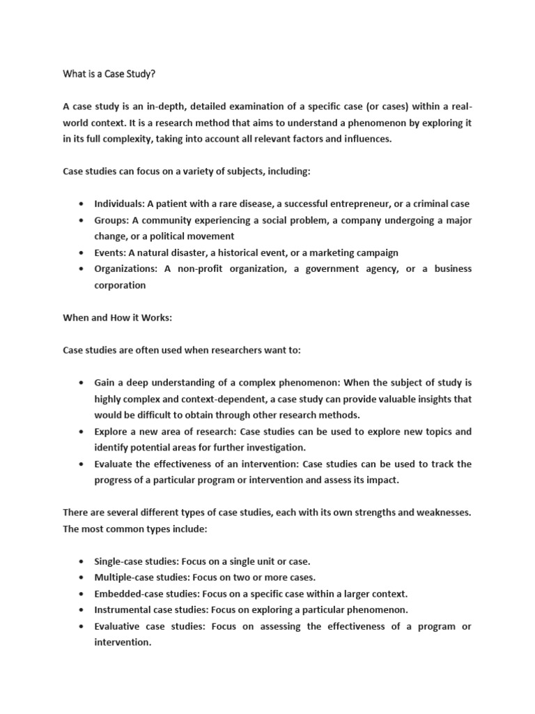 Case Study PDF | PDF | Evaluation | Case Study