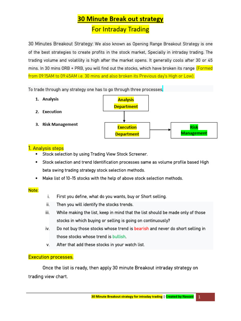 Intrdaday 30 Min Breakout Strategy Pdf Day Trading Market Economics