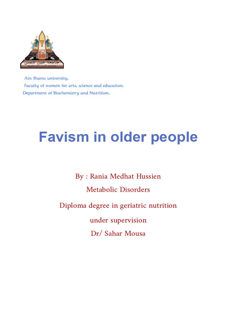 Favism in Older People | PDF | Diseases And Disorders | Clinical Medicine