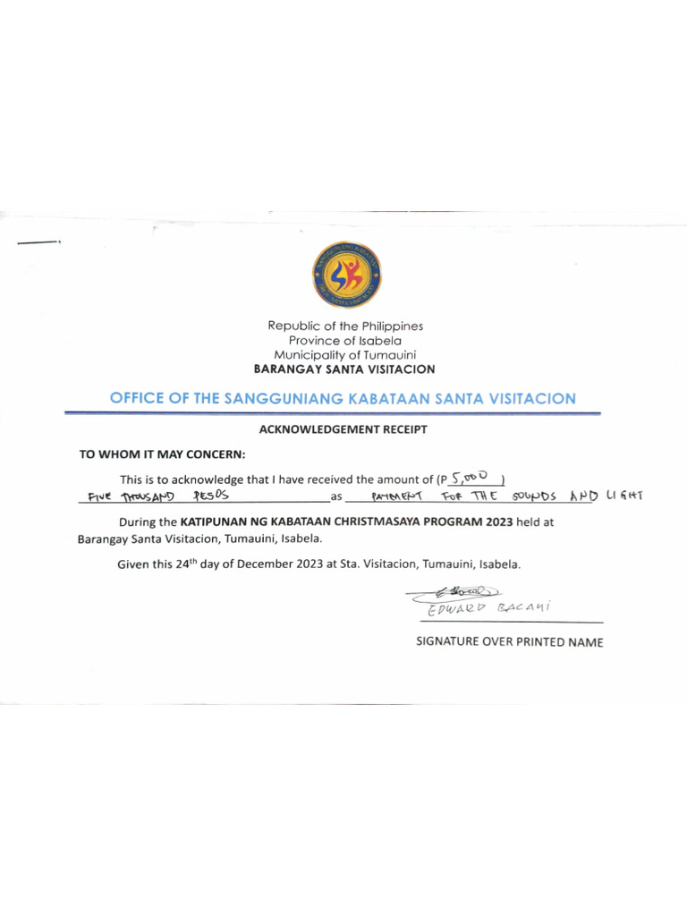 Acknowledgement Receipts | PDF