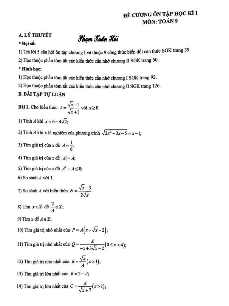De Cuong On Tap HK1 - 2023 | PDF