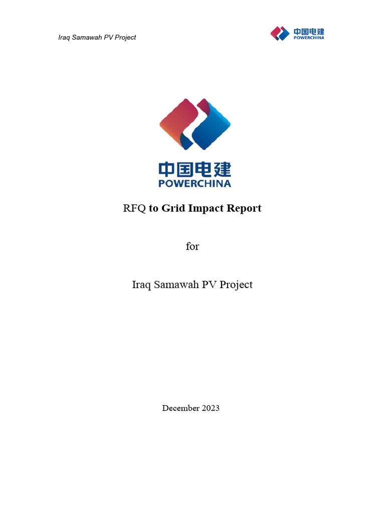 RFQ To Grid Impact Report (Iraq PV Plant) | PDF | Electrical Substation ...