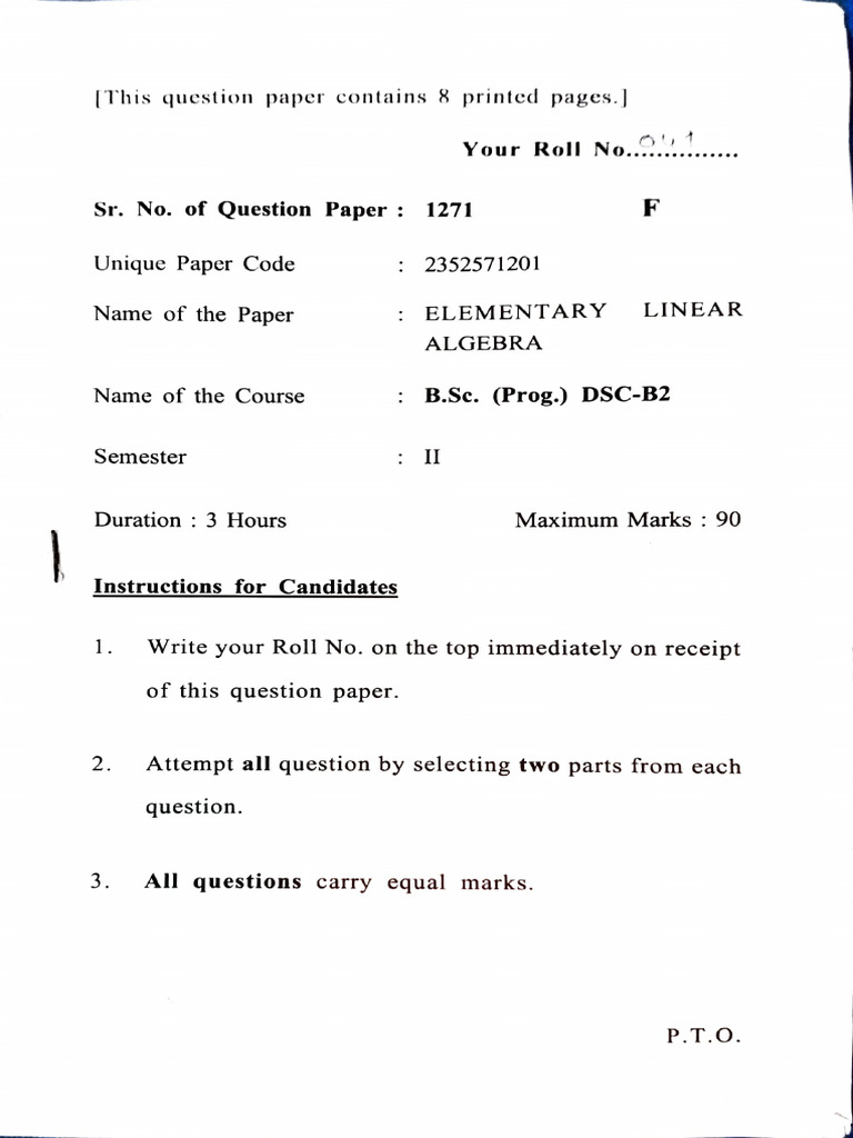 Elementary Linear Algebra BSC Prog | PDF | Linear Map | Mathematical ...