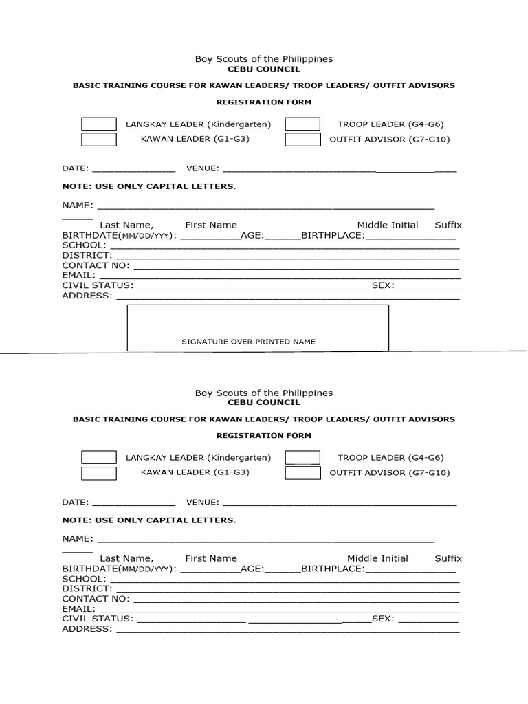 BTC Registration Form 2023 | PDF
