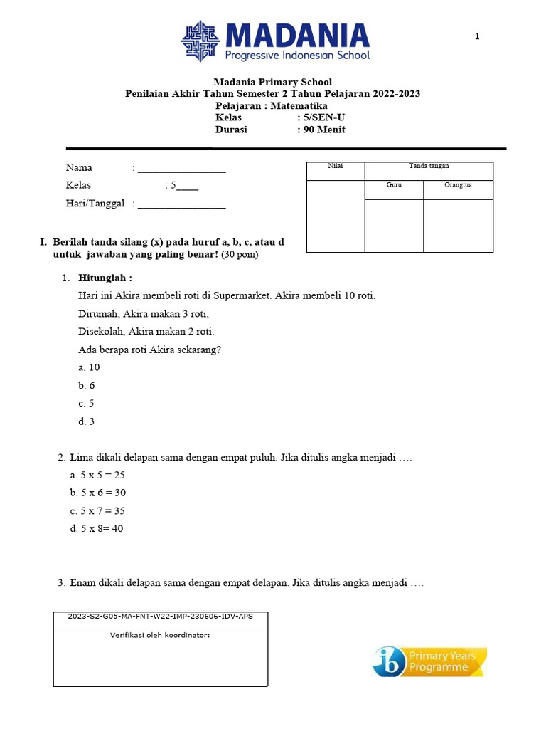 Pat Akira G5 SMT 2 Matematika | PDF | Metode & Bahan Ajar