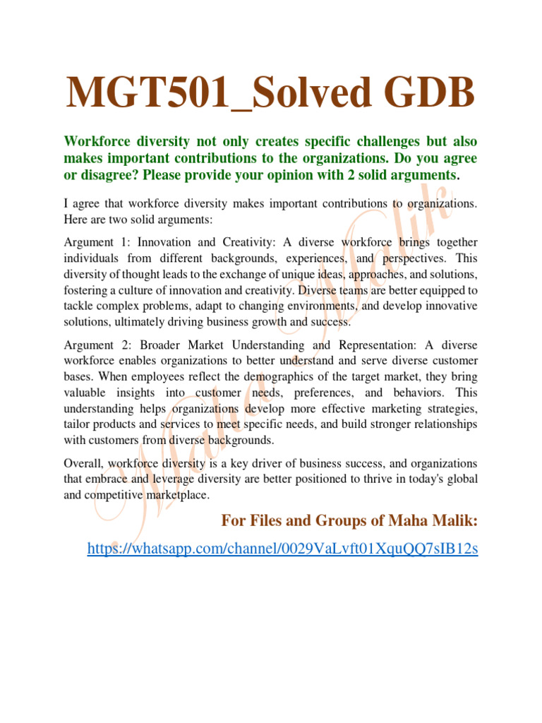 MGT501 - Solved GDB - by Maha Malik | PDF