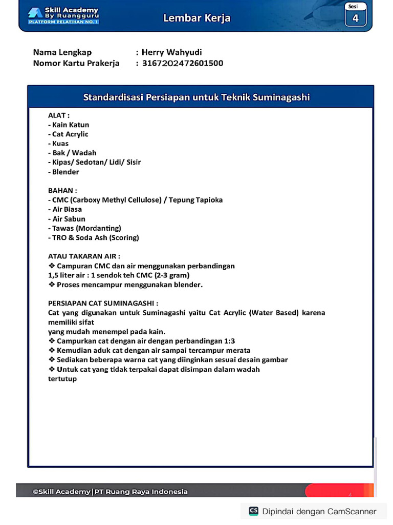 TPM 2 Membuat Daftar Persiapan Tehnik Suminagashi - (Herry Wahyudi) | PDF