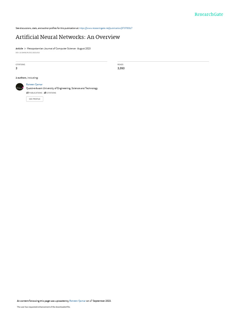 Artificial Neural Networks Overview | PDF | Artificial Neural Network | Machine Learning