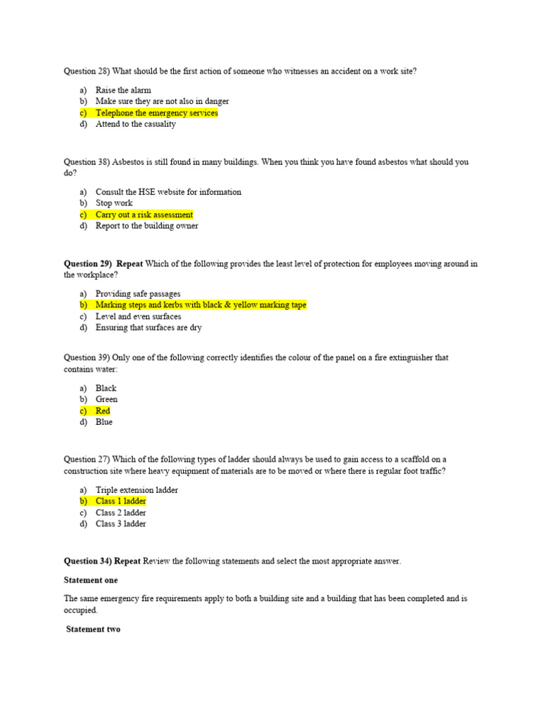 Health and Safety Question V1 | PDF | Safety | Occupational Safety And ...