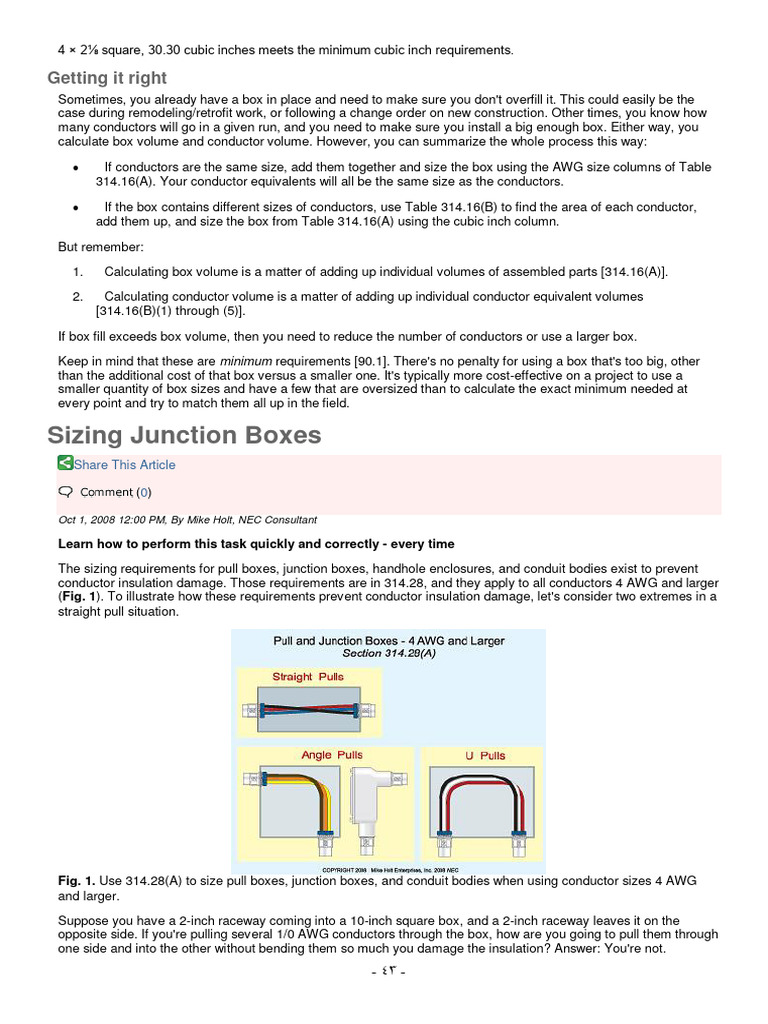 Boxes and conduit sizing in NEC Code | Download Free PDF | Electrical ...