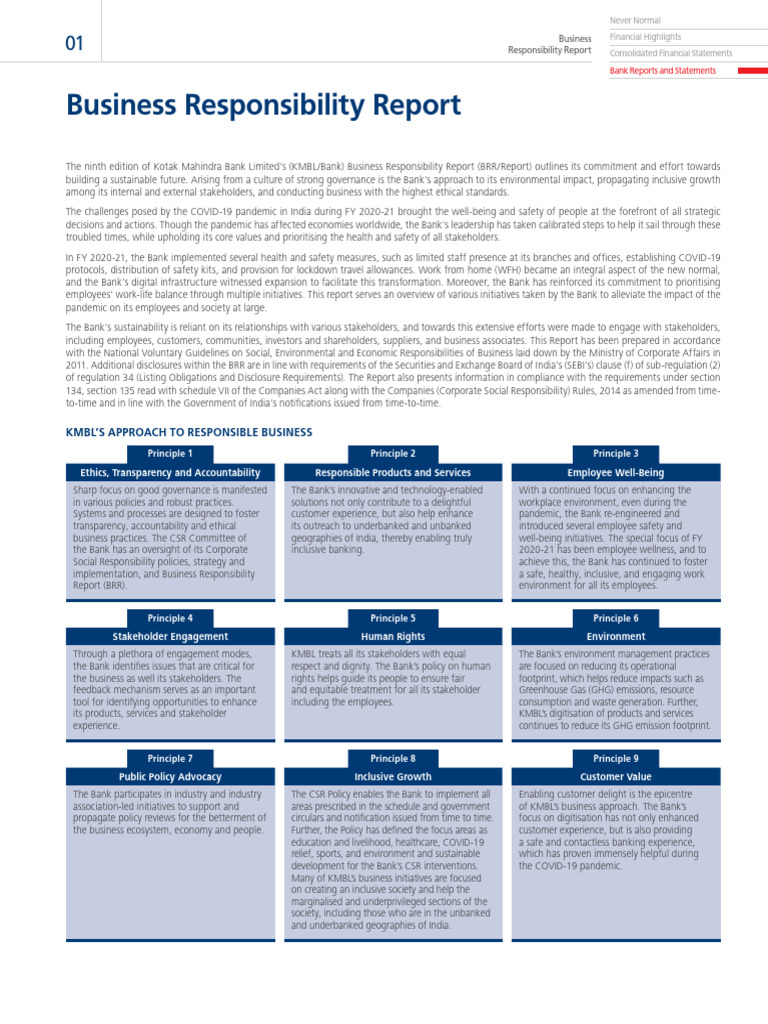 Business Responsibility Report FY 2020 21 | PDF | Corporate Social Responsibility | Employment