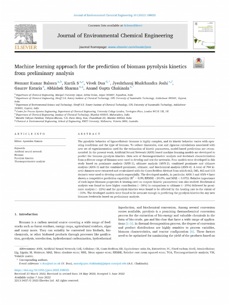 Machine Learning Approach For The Prediction of Biomass Pyrolysis ...