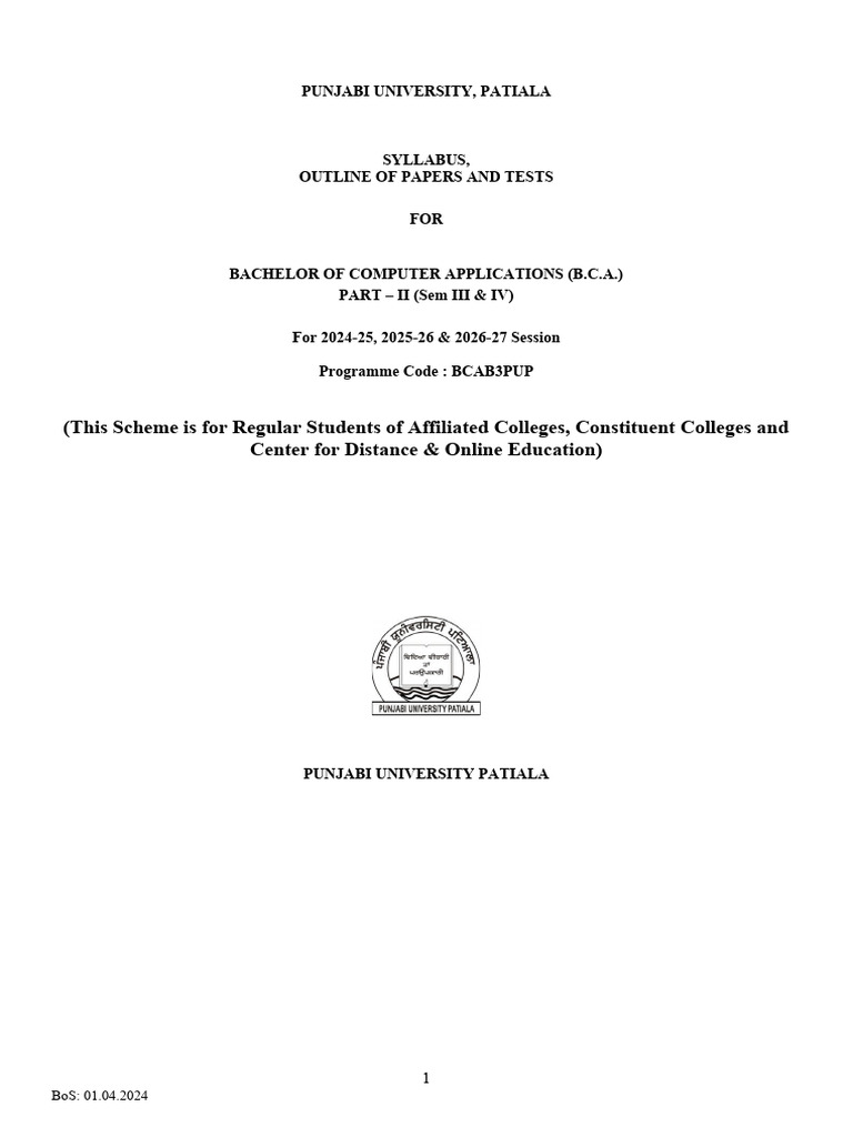 B.C.A PART-II (Semester III and IV) 2024-25, 2025-26 & 2026-27 | PDF ...