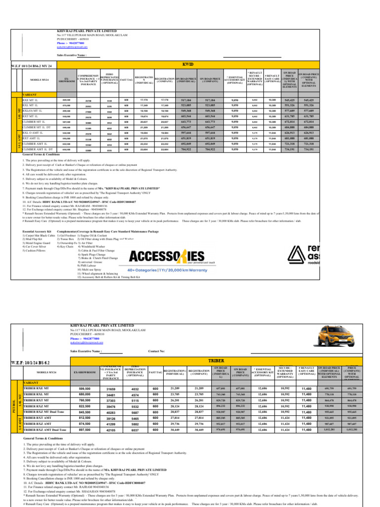 Standard Price List Format - Updated 2024 Model Pondy | PDF | Cheque ...