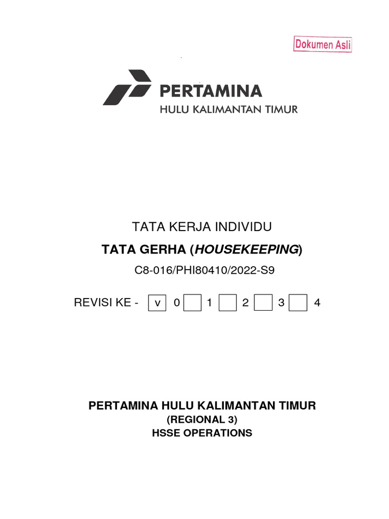 C8-016 - PHI80410 - 2022-S9 Rev.2 TKI Tata Gerha (Housekeeping) | PDF | Bisnis