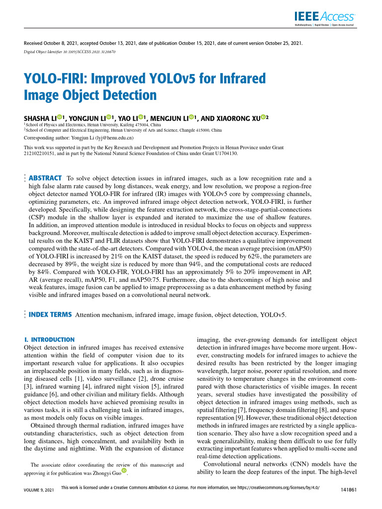 YOLO-FIRI_Improved_YOLOv5_for_Infrared_Image_Object_Detection | PDF | Infrared | Artificial ...
