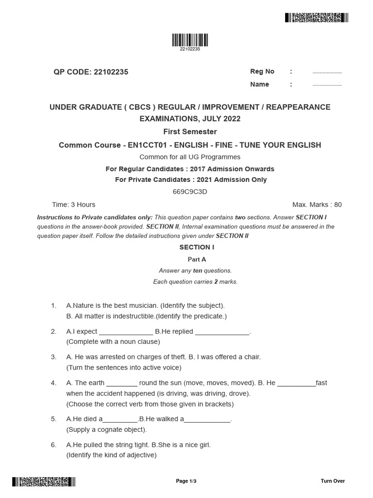 Fine-Tune Your English Exam Paper | PDF | Adverb | Linguistic Typology