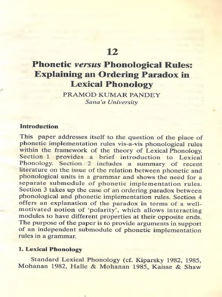 Phonetic Versus Phonological Rules | PDF